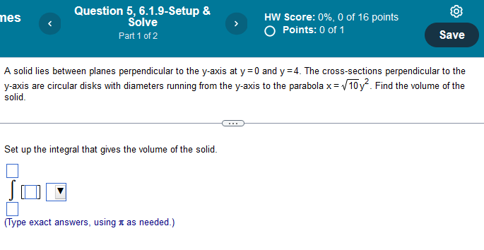 Solved Question 5, 6.1.9-Setup \& Solve HW Score: 0%,0 of | Chegg.com