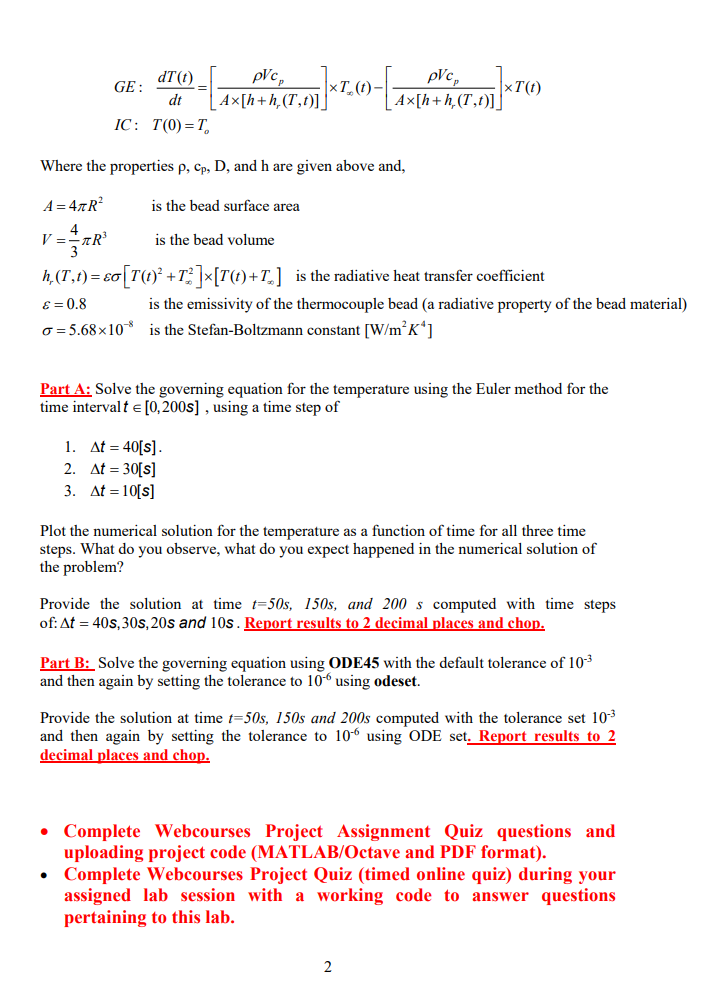 Solved Numerical Solution of first order ODES We will | Chegg.com