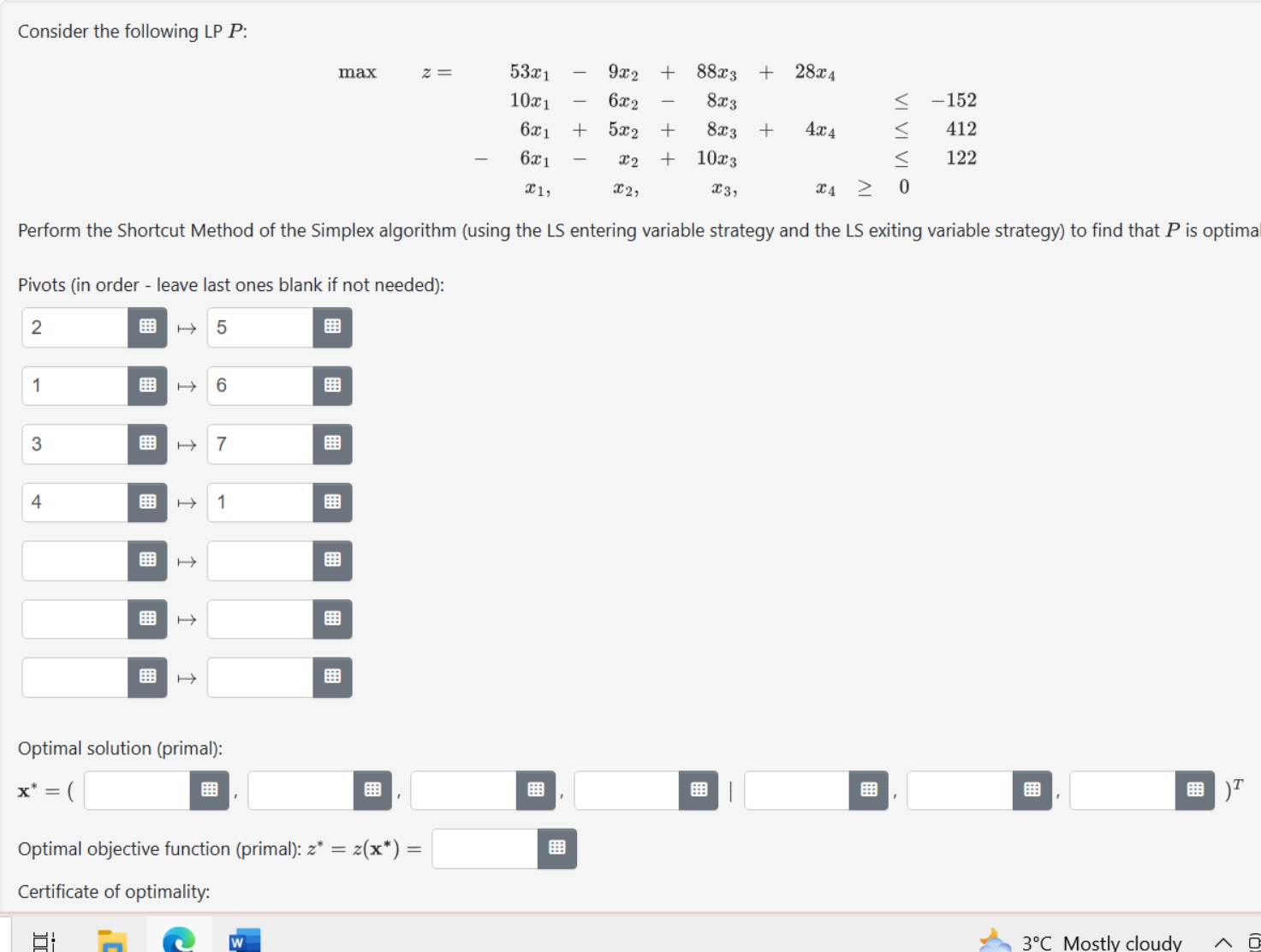 Solved Consider the following LP P ﻿:Perform the Shortcut | Chegg.com