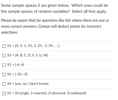 Solved Some sample spaces S are given below. Which ones | Chegg.com