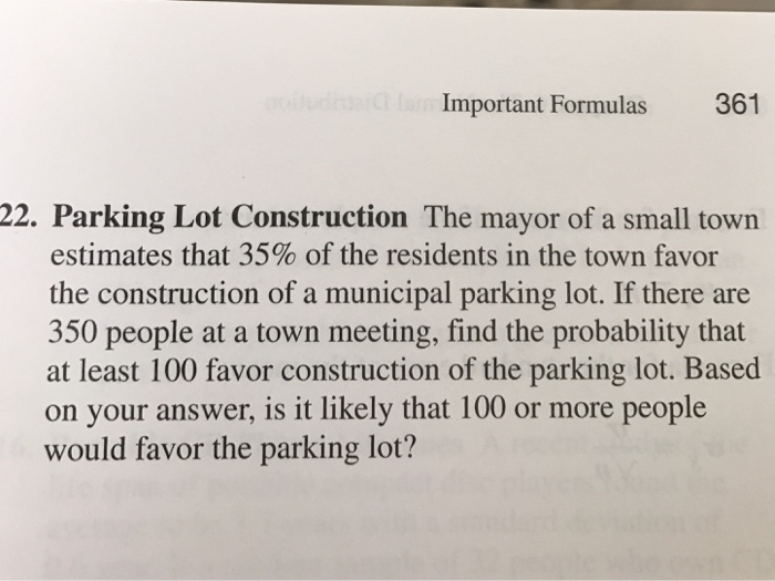 Solved Important Formulas 361 22. Parking Lot Construction | Chegg.com