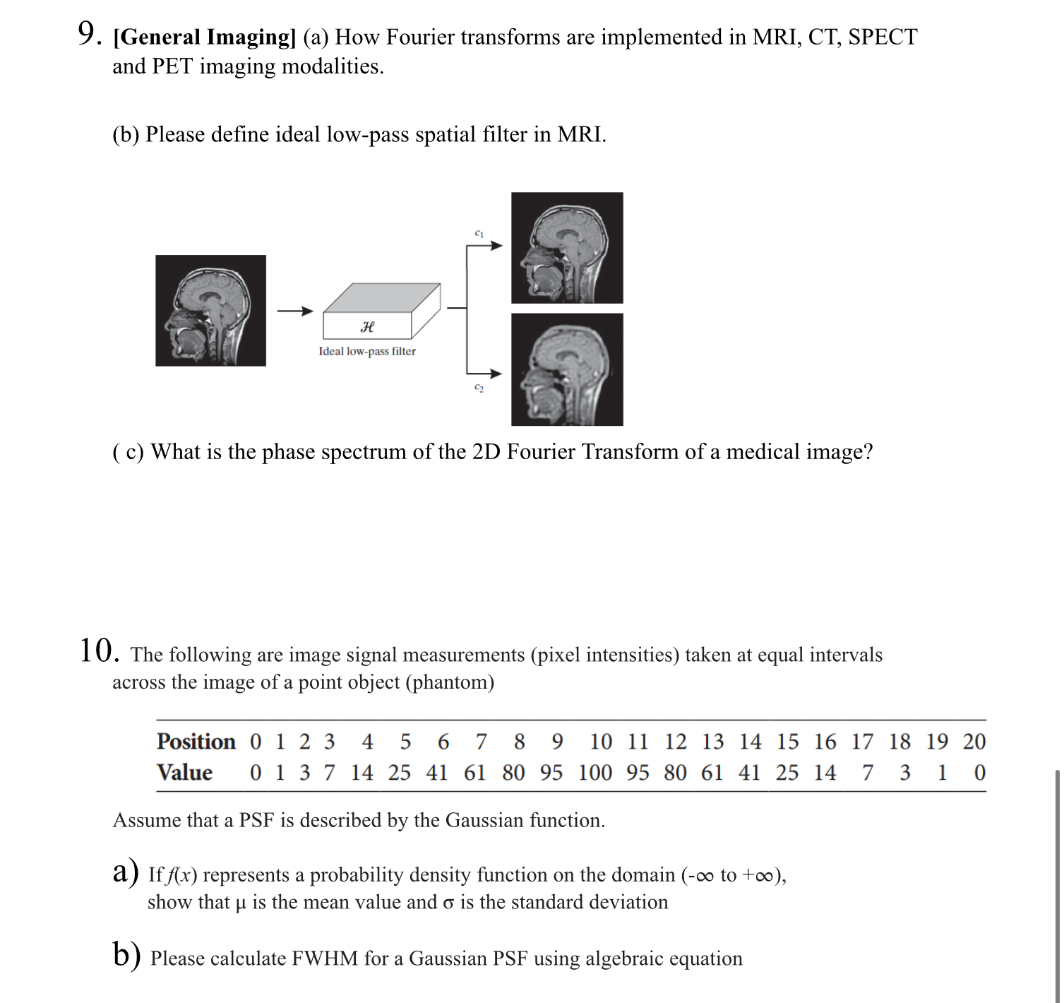 Solved 9. [General Imaging] (a) How Fourier transforms are | Chegg.com