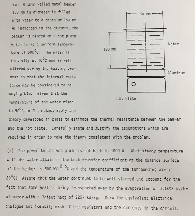 A thin walled metal beaker 150 mm in diameter is | Chegg.com
