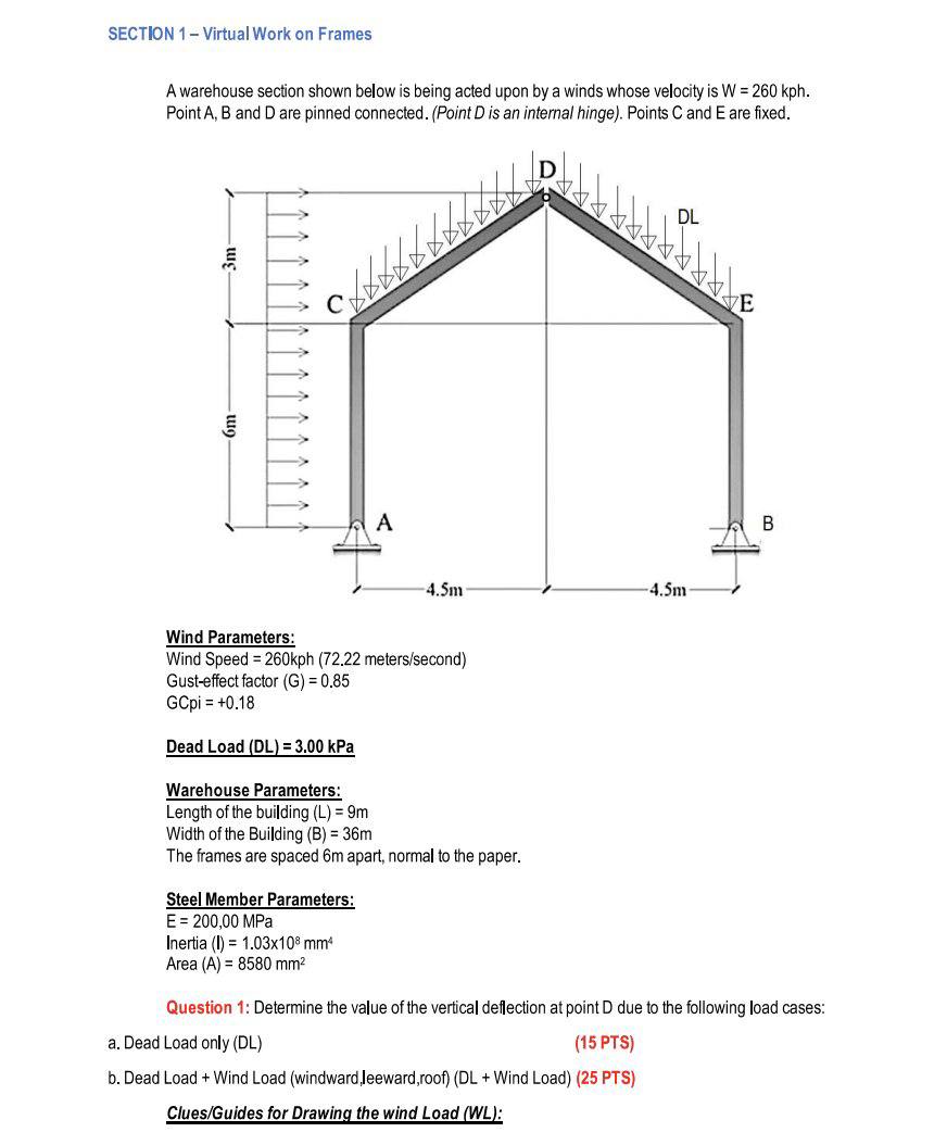 Solved A warehouse section shown below is being acted upon | Chegg.com