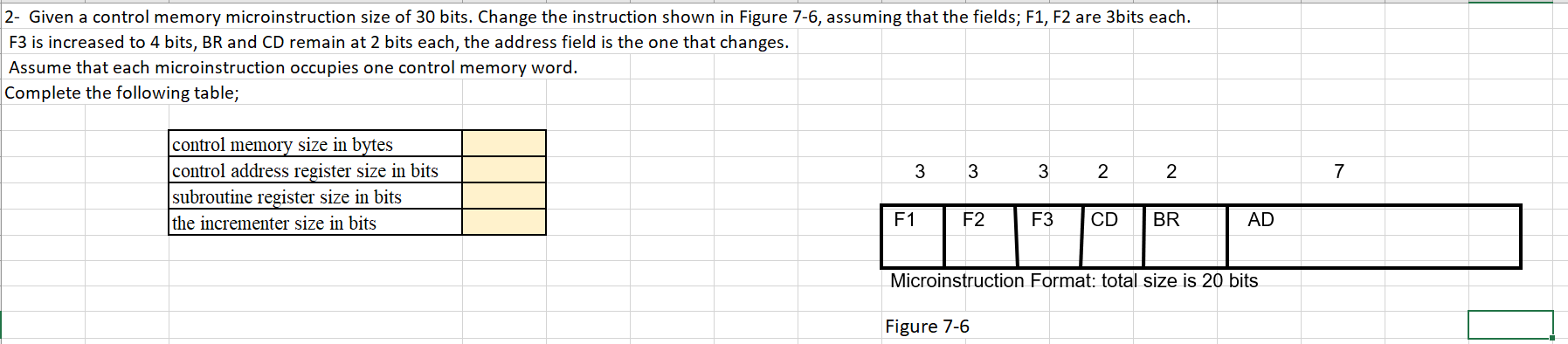 Solved 2- Given a control memory microinstruction size 30 | Chegg.com