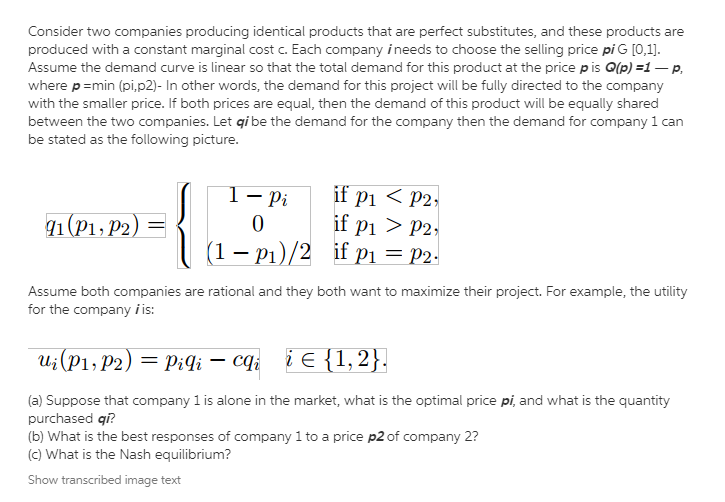 Solved Consider two companies producing identical products | Chegg.com