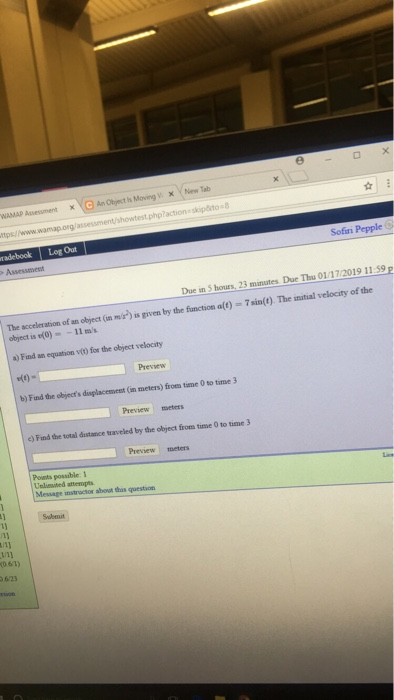 Solved WAMAP Assessment C An Object is Moving W x New Tab | Chegg.com
