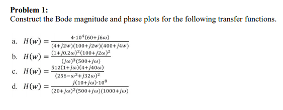 Solved Problem 1: Construct the Bode magnitude and phase | Chegg.com