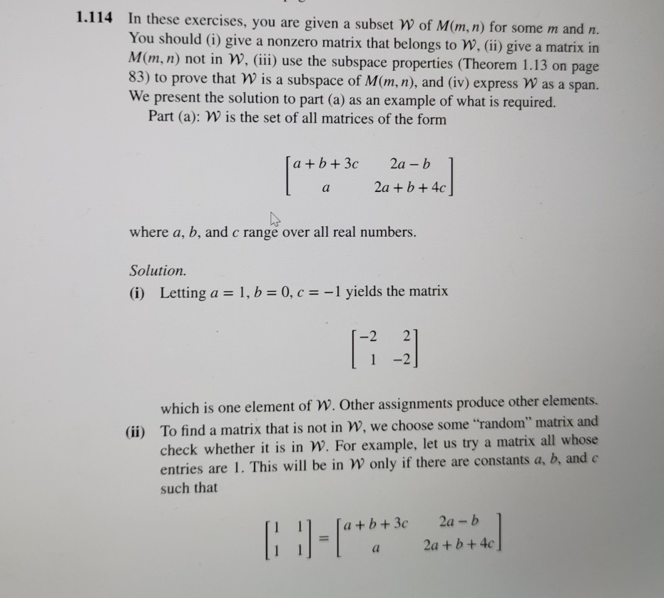 Solved 1.114 In these exercises, you are given a subset W of | Chegg.com