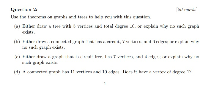 Solved Question 2: Use the theorems on graphs and trees to | Chegg.com