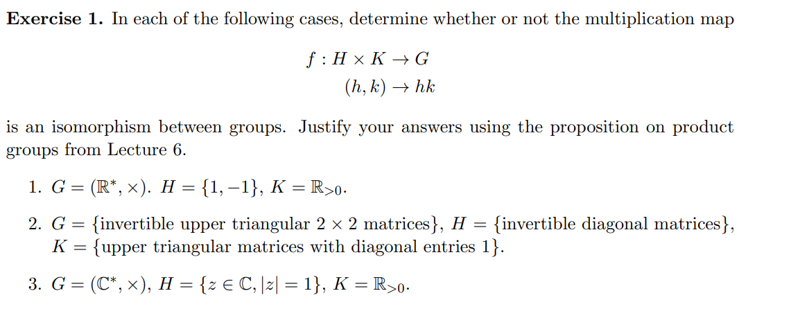 Solved Exercise 1. In each of the following cases, determine | Chegg.com