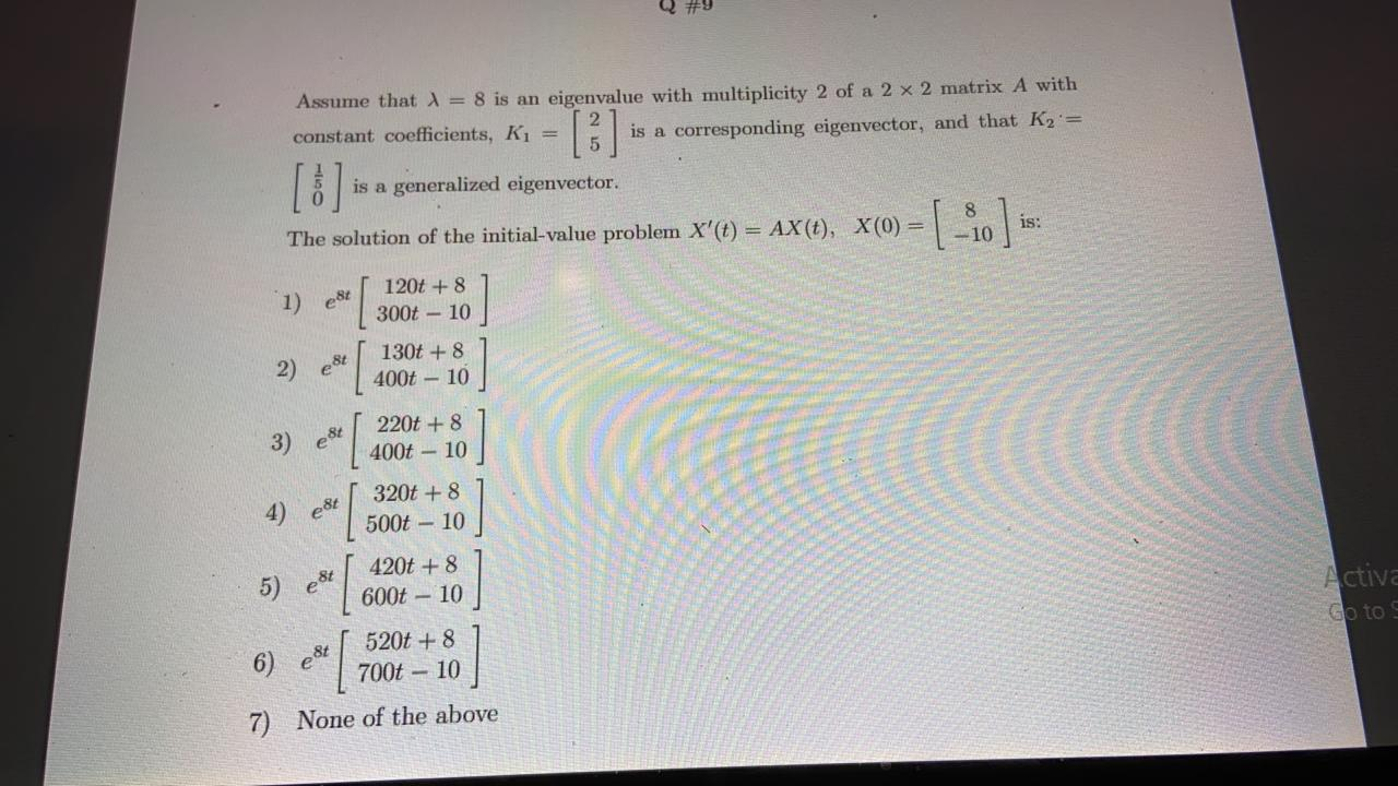 Solved Assume that lambda=8 is an eigenvalue with a | Chegg.com