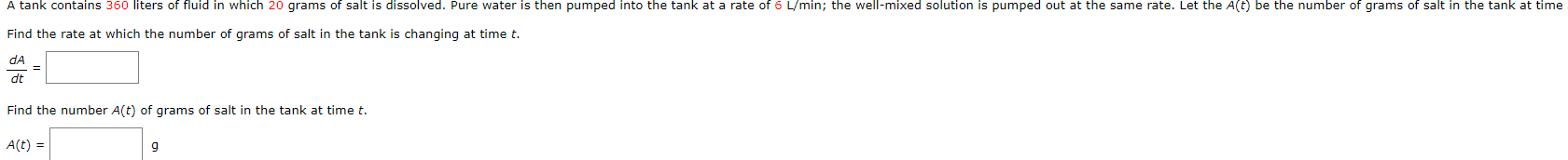 Solved ind the rate at which the number of grams of salt in | Chegg.com