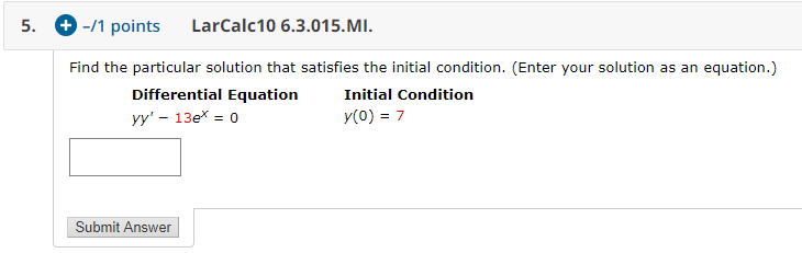 Solved Find the particular solution that satisfies the | Chegg.com