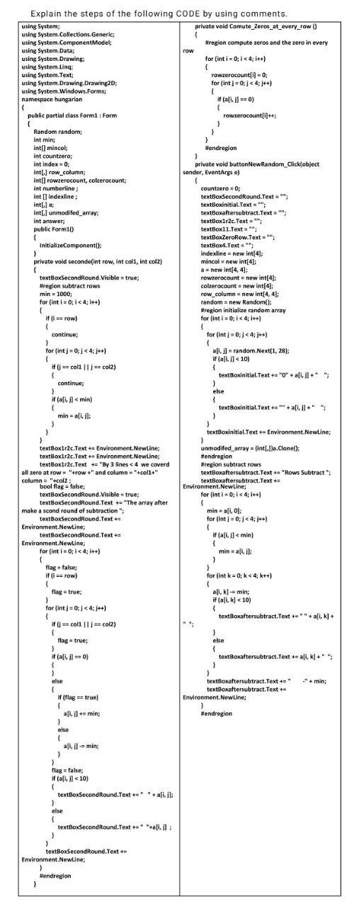 Solved Explain the steps of the following CODE by using | Chegg.com