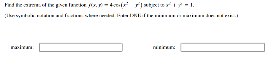 Solved Find the extrema of the given function | Chegg.com