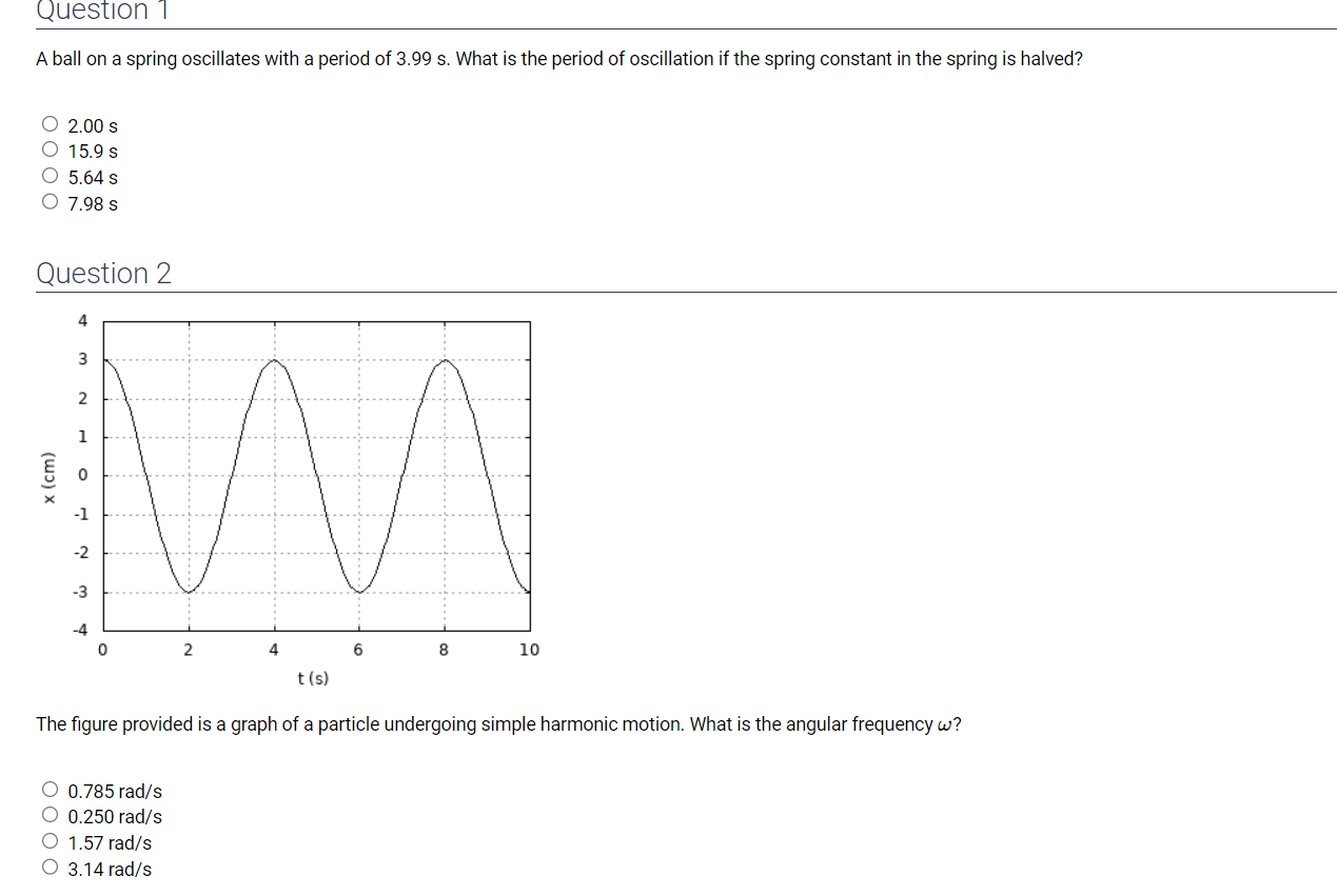 Solved A ball on a spring oscillates with a period of 3.99 | Chegg.com