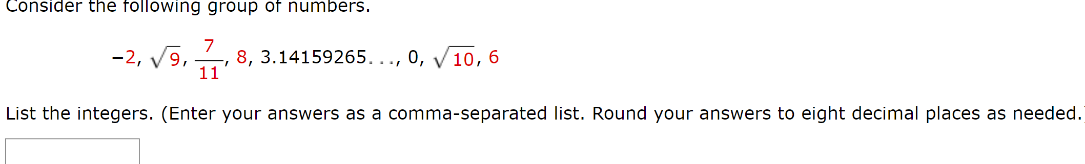 Solved Consider the following group of numbers. | Chegg.com