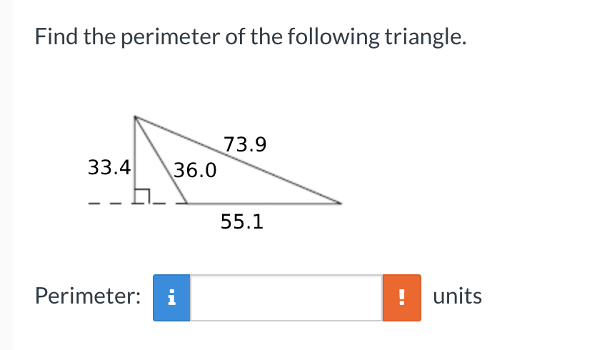 Solved Find the perimeter of the following triangle. | Chegg.com