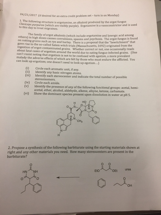 The following structure is ergotamine, an alkaloid | Chegg.com