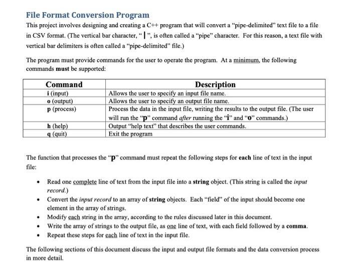 Solved File Format Conversion Program This project involves | Chegg.com