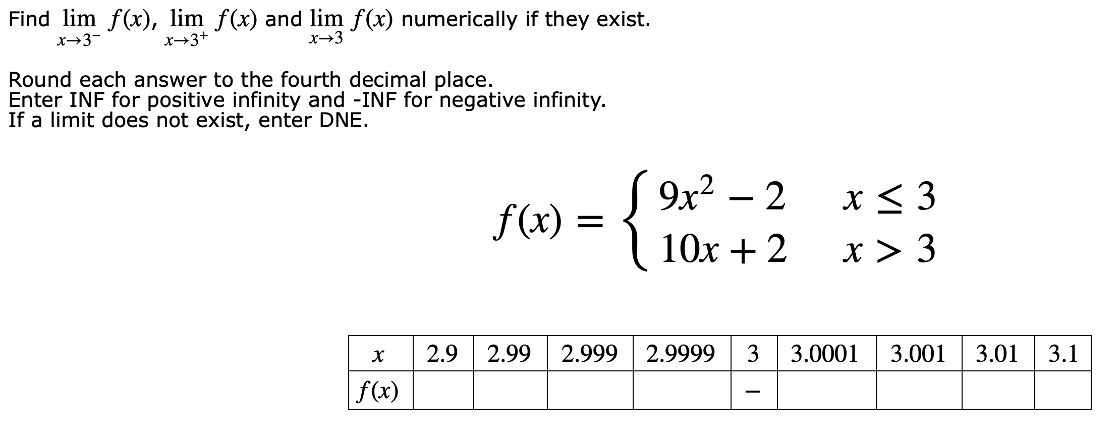 Solved Find limx→3−f(x),limx→3+f(x) and limx→3f(x) | Chegg.com