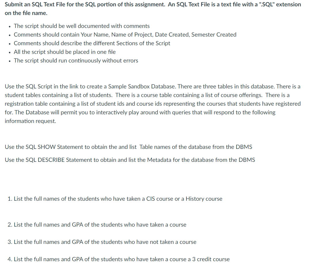 Solved -- Overview: This file will create the tables and | Chegg.com