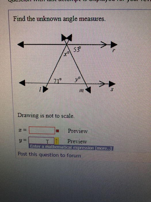 Solved Find the unknown angle measures. 53 0 71 yo 11t | Chegg.com