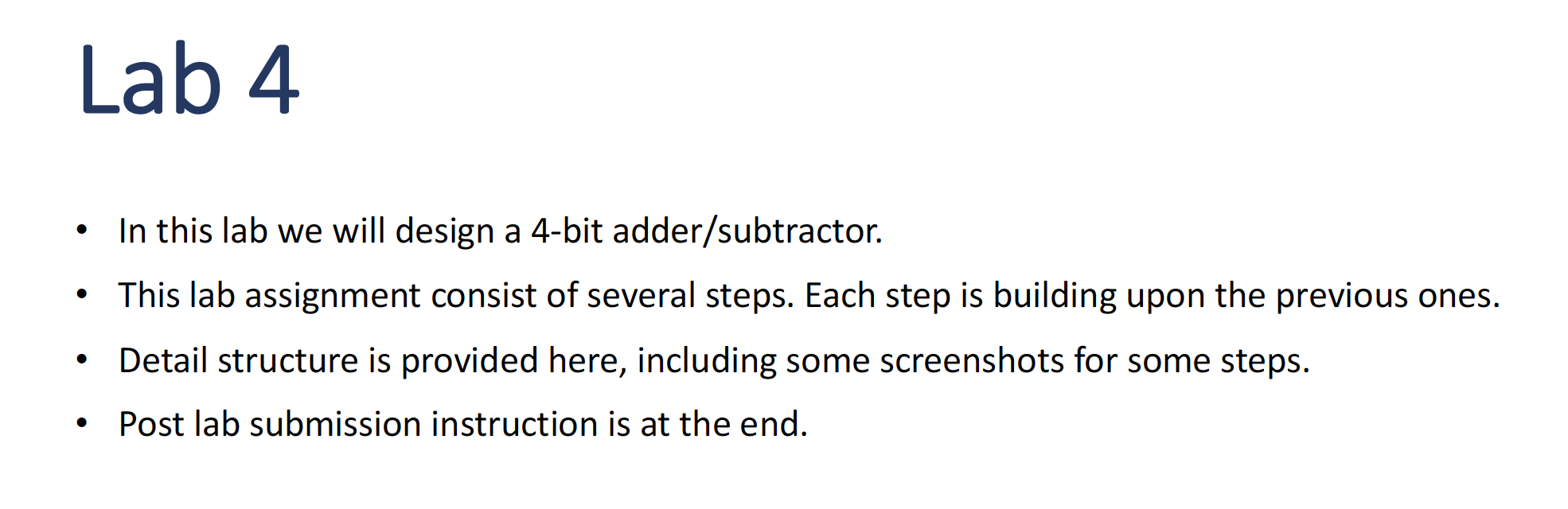 Solved Lab 4 In this lab we will design a 4-bit | Chegg.com