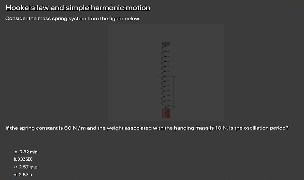 Solved Hooke's law and simple harmonic motion Consider the | Chegg.com
