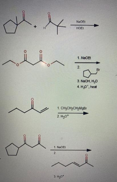 Solved h. 4 NaOEt HOEt oii 1. NaOEt 3. NaOH, HO 4. Ho, heat | Chegg.com