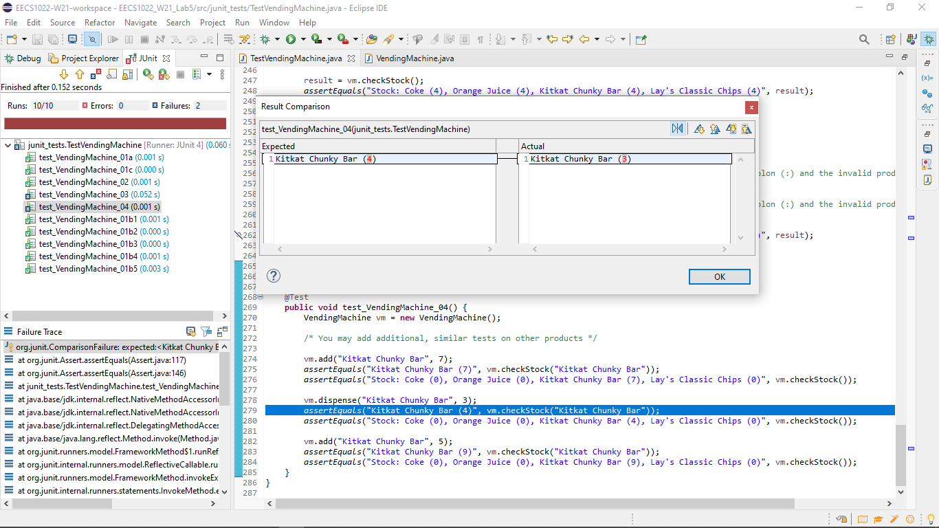 Solved х EECS1022-W21-workspace - | Chegg.com