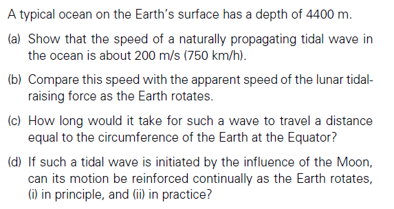 Solved A typical ocean on the Earth's surface has a depth of | Chegg.com