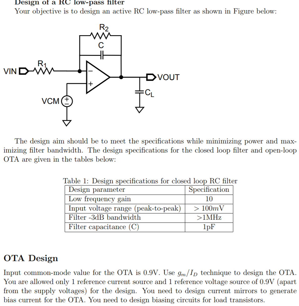 Design of a RC low-pass filter Your objective is to | Chegg.com