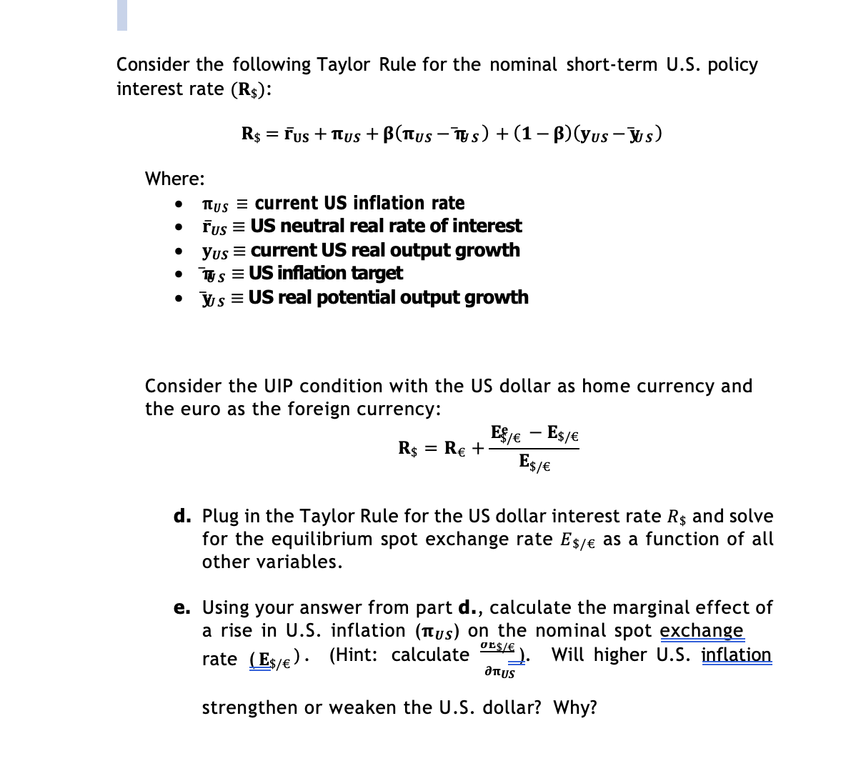 Solved Consider the following Taylor Rule for the nominal | Chegg.com