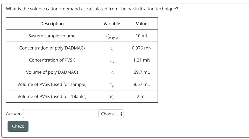 What is the soluble cationic demand as calculated | Chegg.com