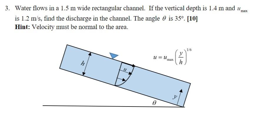 Solved max 3. Water flows in a 1.5 m wide rectangular | Chegg.com