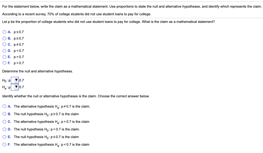 Solved For the statement below, write the claim as a | Chegg.com