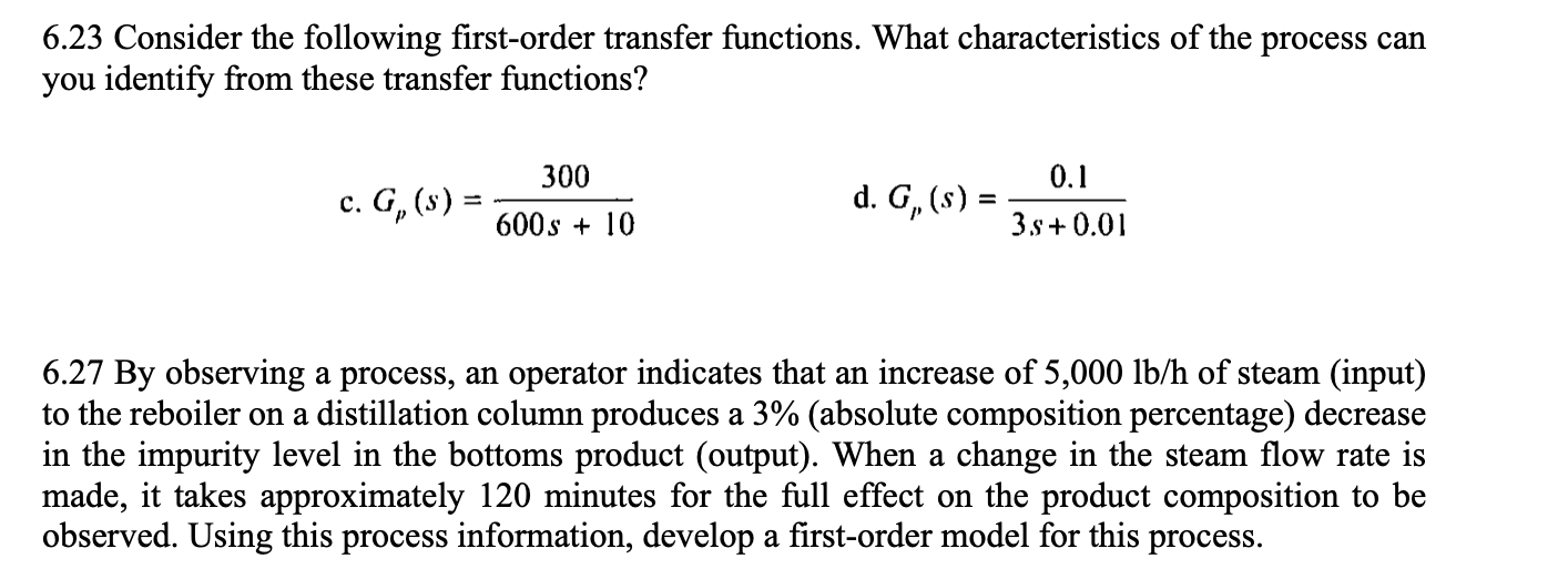 6 23 Consider The Following First Order Transfer