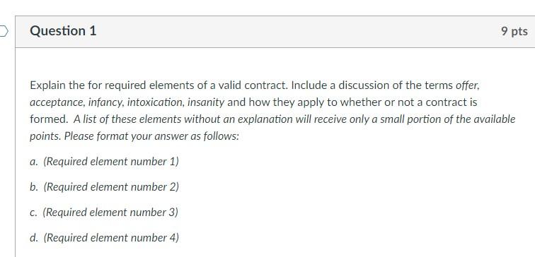 Solved Explain the for required elements of a valid | Chegg.com