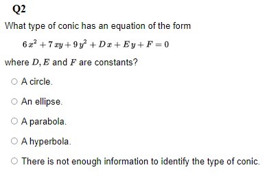 Solved What type of conic has an equation of the form | Chegg.com