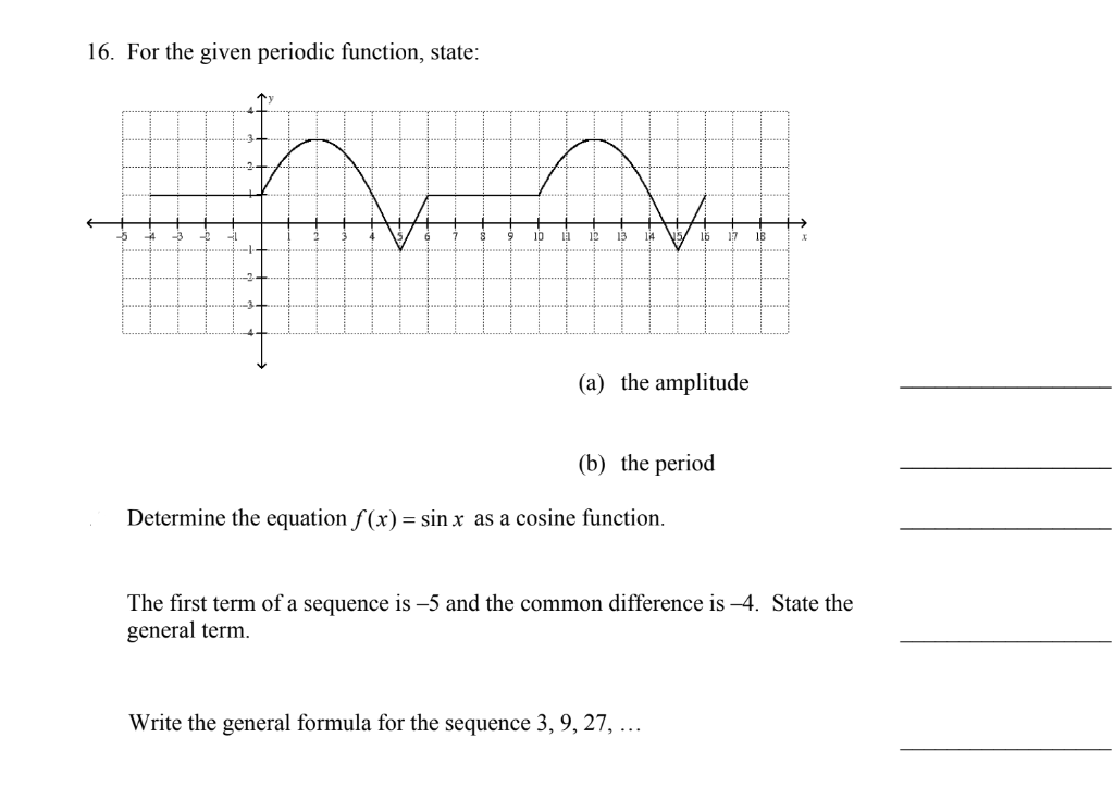 Solved 16. For the given periodic function, state: → 10 13 | Chegg.com