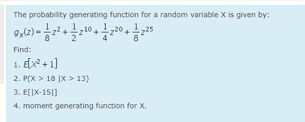 Solved The probability generating function for a random | Chegg.com