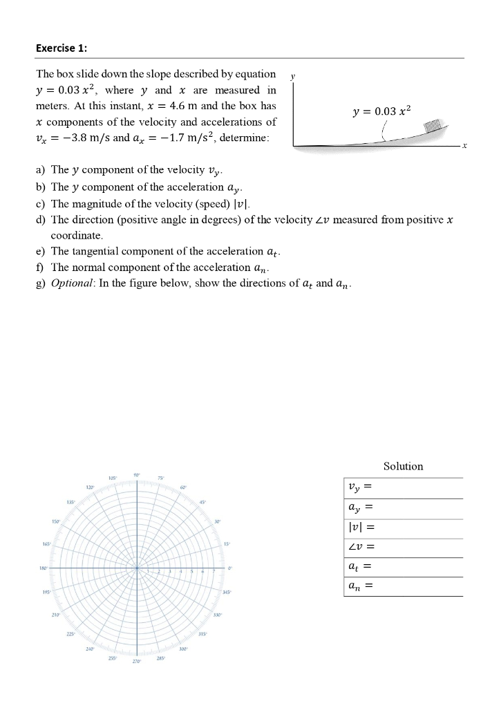 Solved Exercise 1: The box slide down the slope described by | Chegg.com