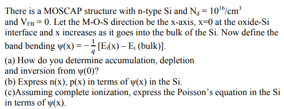 There is a MOSCAP structure with n-type Si and No = | Chegg.com