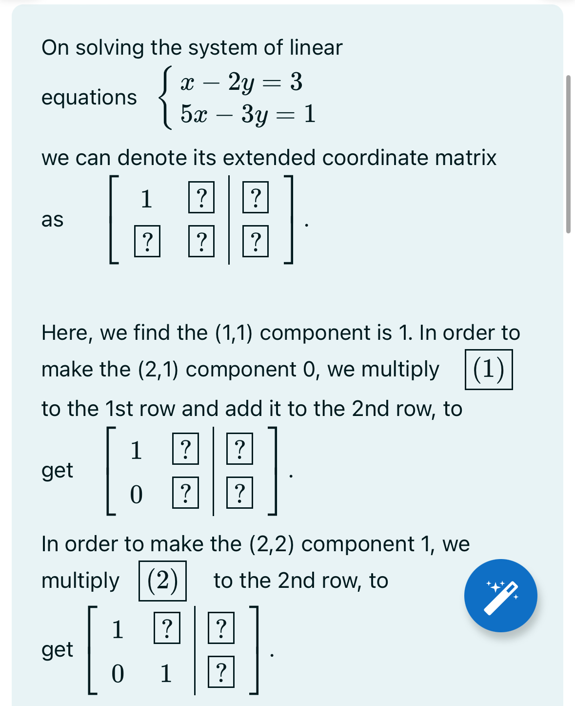 Solved On solving the system of linear equations | Chegg.com