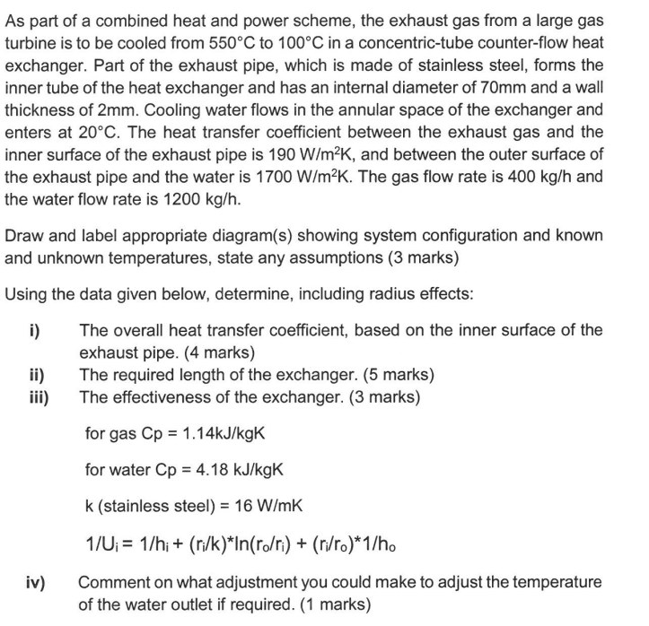 Solved As part of a combined heat and power scheme, the | Chegg.com