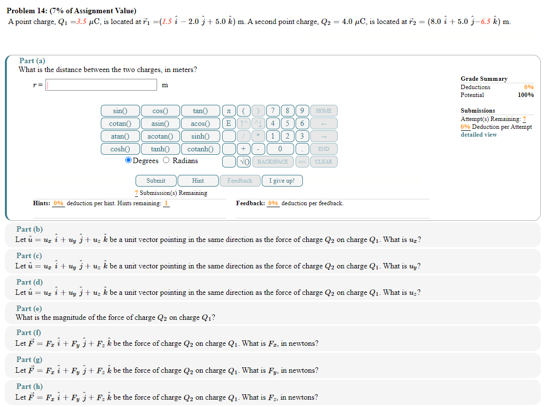 Solved Problem 14: (7% ﻿of Assignment Value)A point charge, | Chegg.com