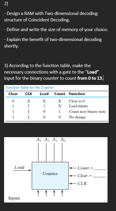 Solved 2) - Design a RAM with Two-dimensional decoding | Chegg.com