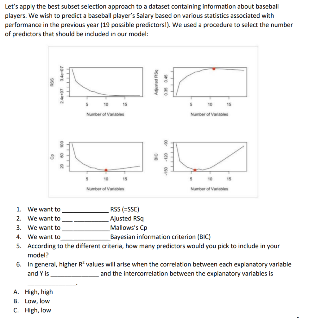 Solved Let's apply the best subset selection approach to a | Chegg.com